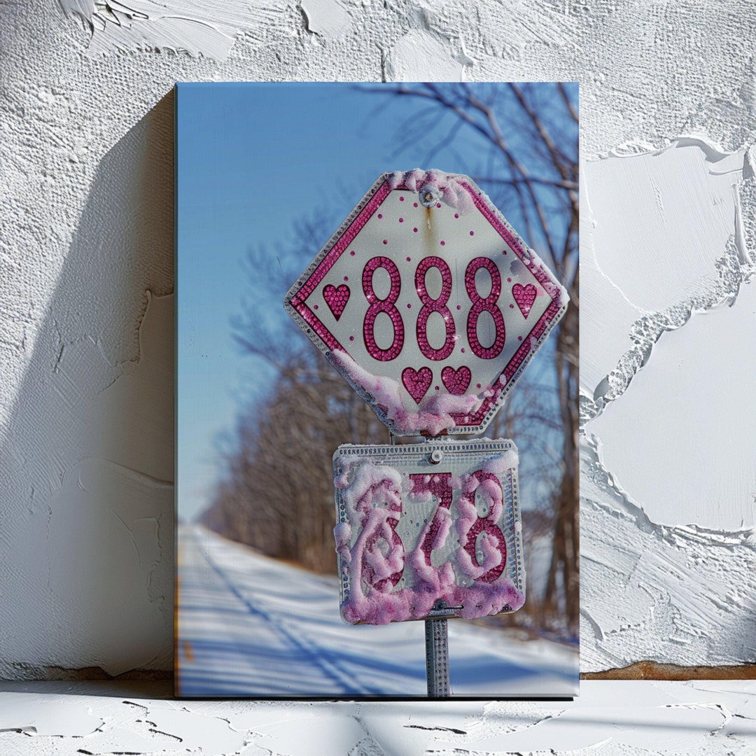 888 Angel Number Art Print, Pink Crystal Highway Sign, Abundance ...