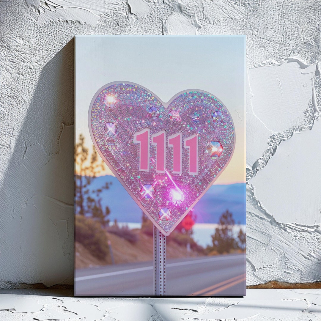 Angel Number 1111 Heart Sign Wall Art, Manifestation Print, Pink ...