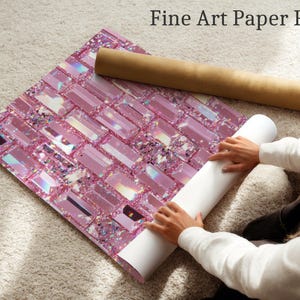 Pink Crystal Art Print | Holographic Wall Decor | Sparkle Aesthetic ...