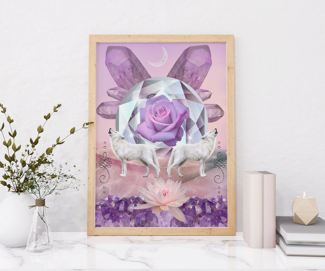 Wolf Collage Art Print | White Wolves Wall Art | Wolf Art Print ...