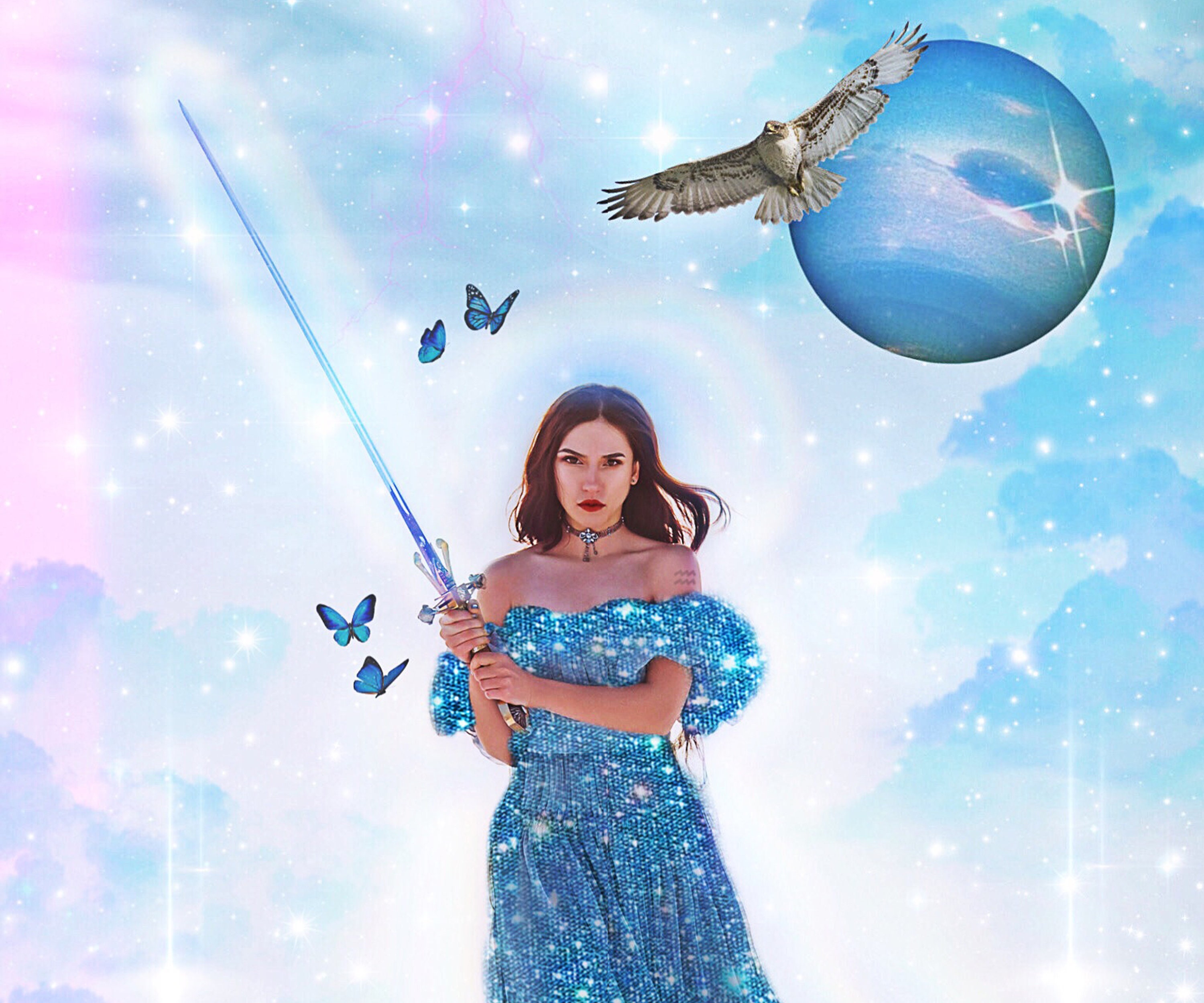 Queen of Swords Art Print | Aquarian Goddess | Aquarius Woman Art Wall ...