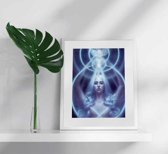 Lightworker Goddess Metaphysical Woman Art Print Blue Aura - Etsy