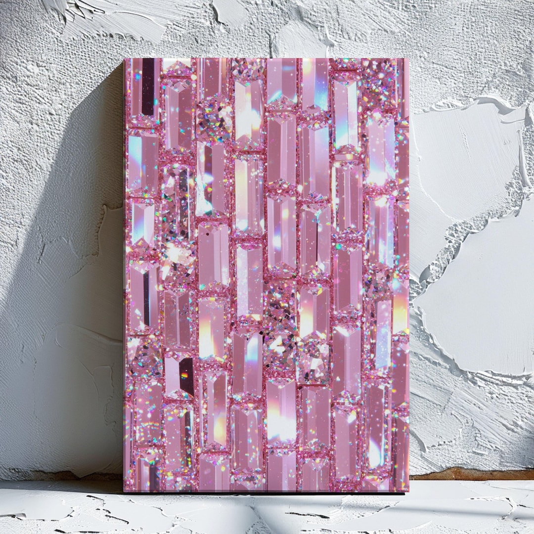Pink Crystal Art Print | Holographic Wall Decor | Sparkle Aesthetic ...