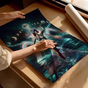Sacred Geometry Goddess Art Print - DMT Realm Mystical Wall Decor ...