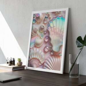 Opalescent Luminous Seashell Wall Art, Sea Shell Print, Luxury Beach ...