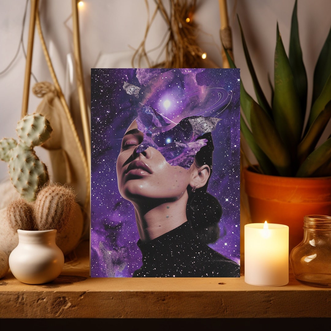 Galactic Dreams Collage Art Print | Cosmic Beauty Space-themed Wall ...