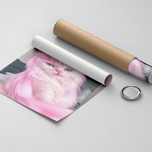 Pink Glitter Cat Art Print - Sparkle Glam Kitten Wall Decor - Funny ...
