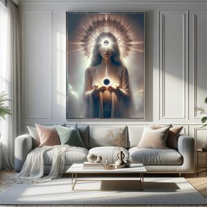 Eclipse Goddess Print, Mystical Celestial Woman, Spiritual Wall Decor ...