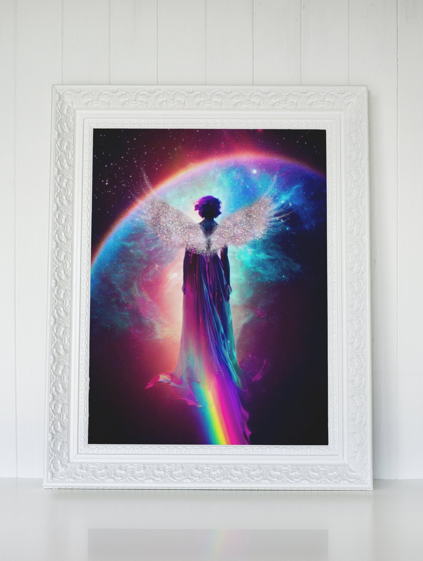 Celestial Angel Art Print, Heavenly Being Wall Art, Angelic Woman ...