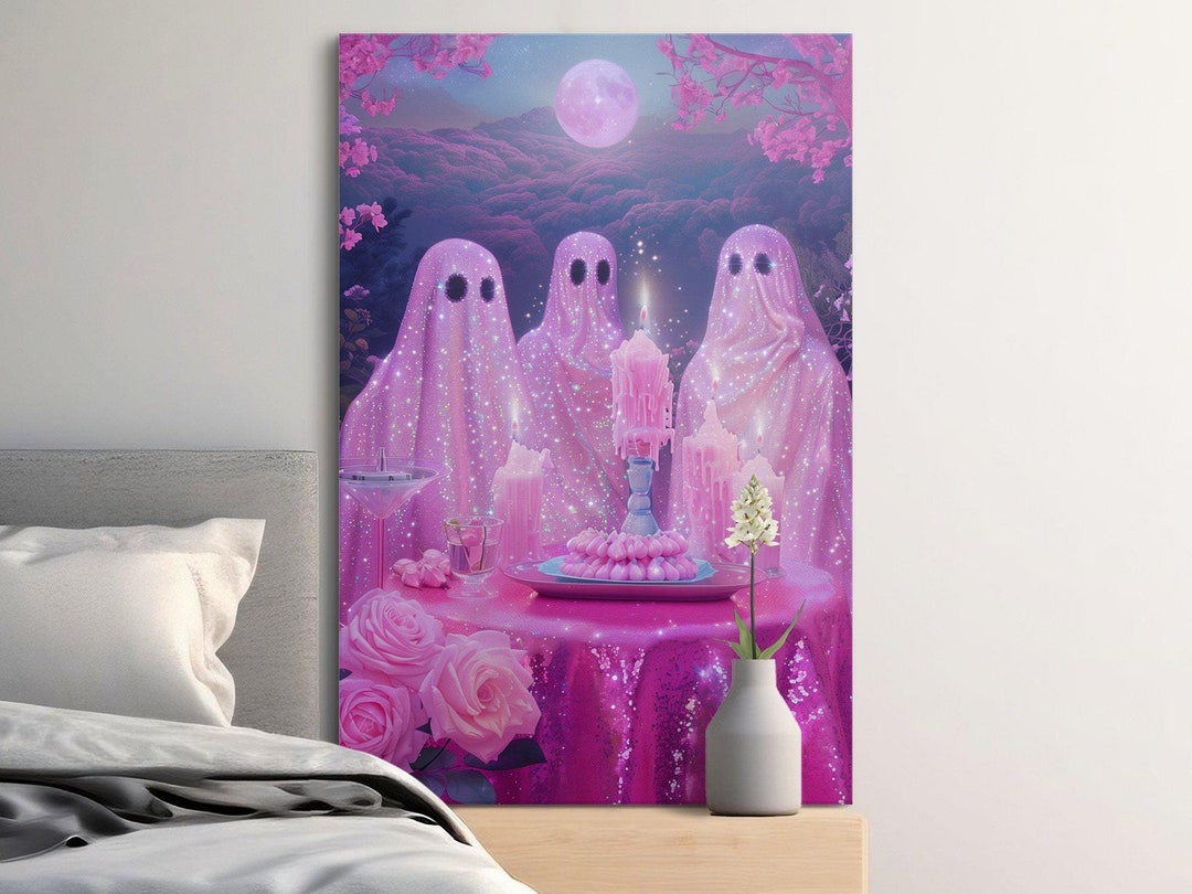 Sparkling Ghosts' Midnight Feast Art Print Enchanted Pink and Purple ...