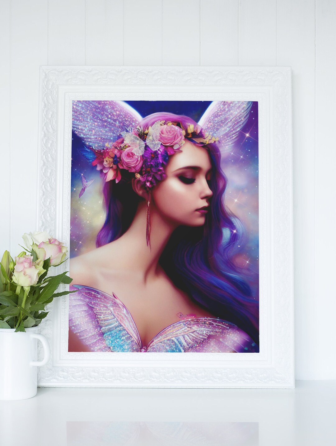 Celestial Angel Art Print, Heavenly Being Wall Art, Angelic Woman ...