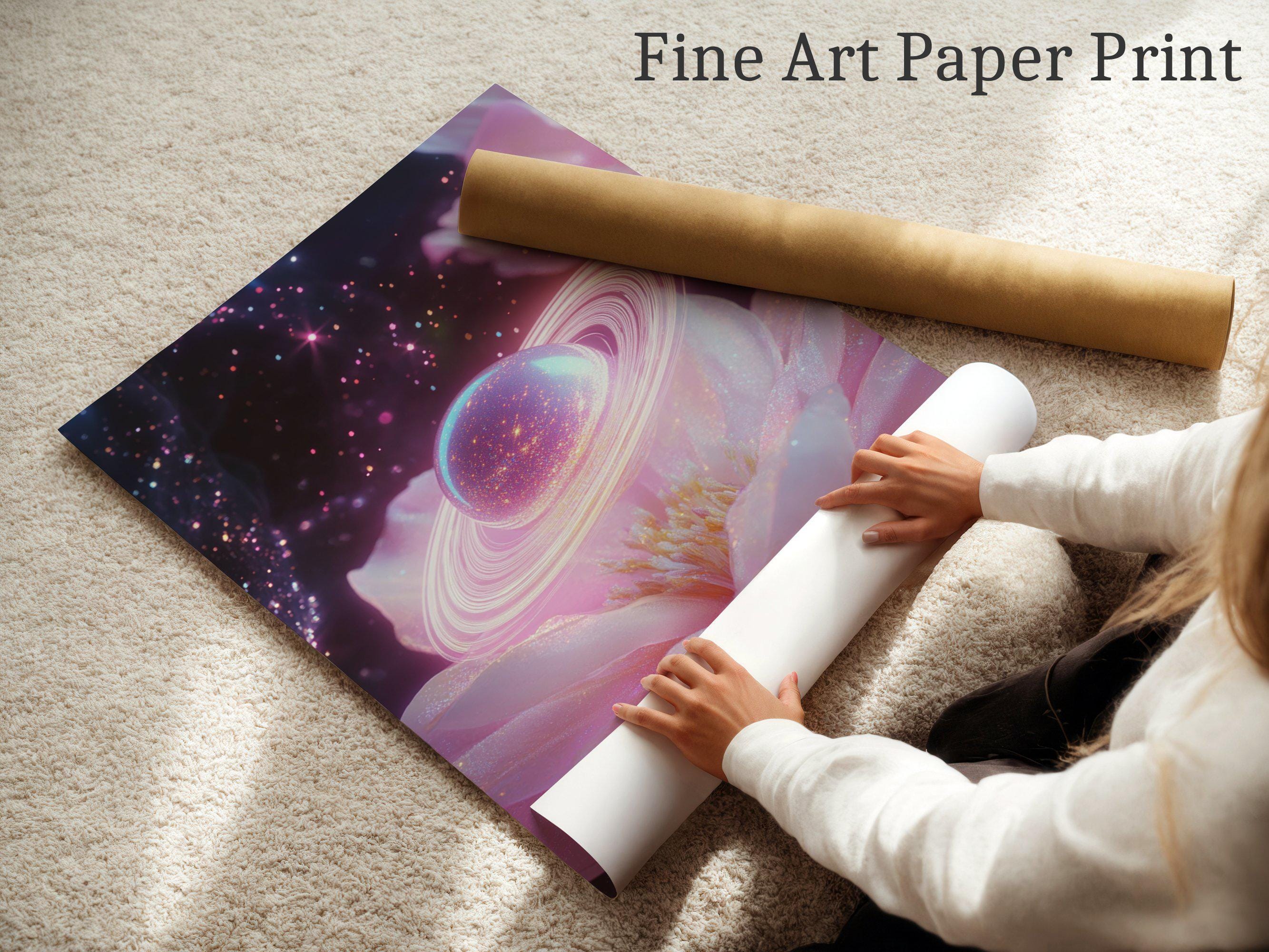 Pink Saturn Flower Art Print, Celestial Aesthetic Wall Decor, Surreal ...