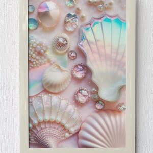 Opalescent Luminous Seashell Wall Art, Sea Shell Print, Luxury Beach ...