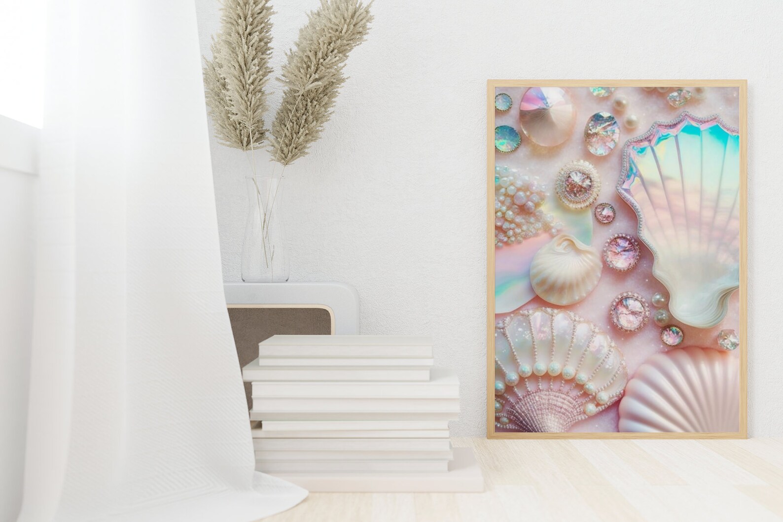 Opalescent Luminous Seashell Wall Art, Sea Shell Print, Luxury Beach ...