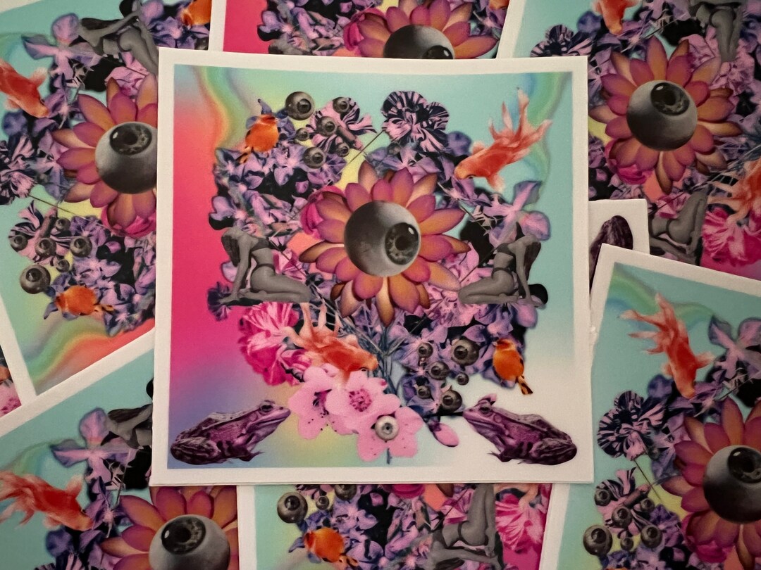 Weird Eye Ball + Frog Sticker | Floral Frog Sticker | Strange Eyeball ...