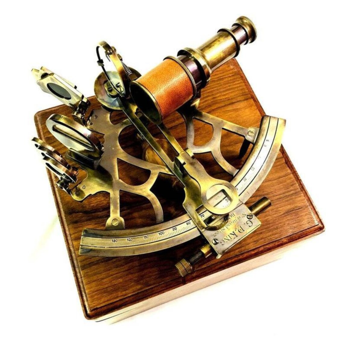 Nautical 8 Heavy Brass Antique Sextant With Wooden Box Etsy