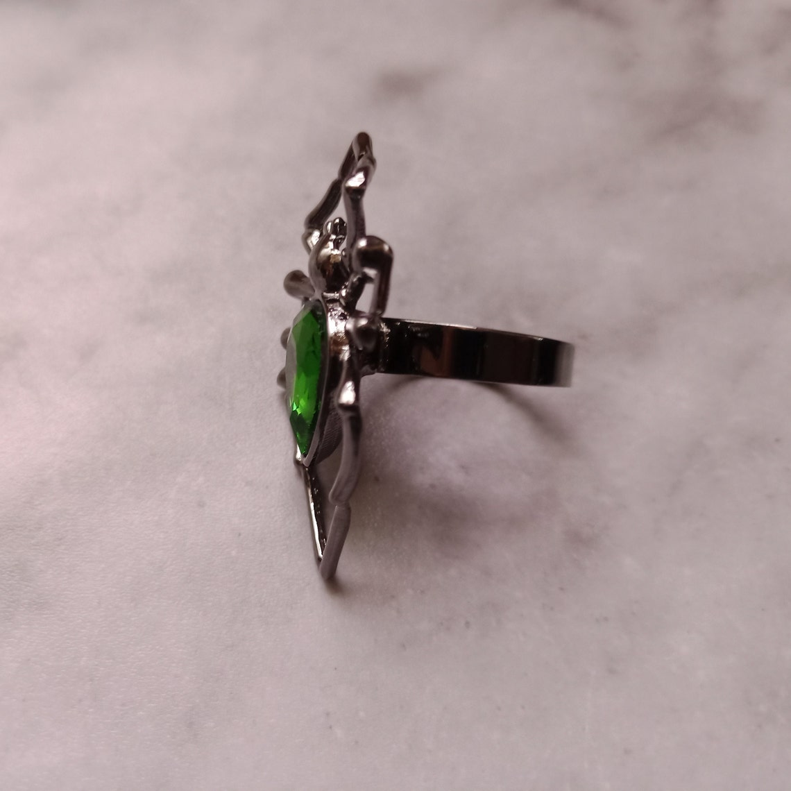 Gothic Spider Ring Green Stone - Etsy