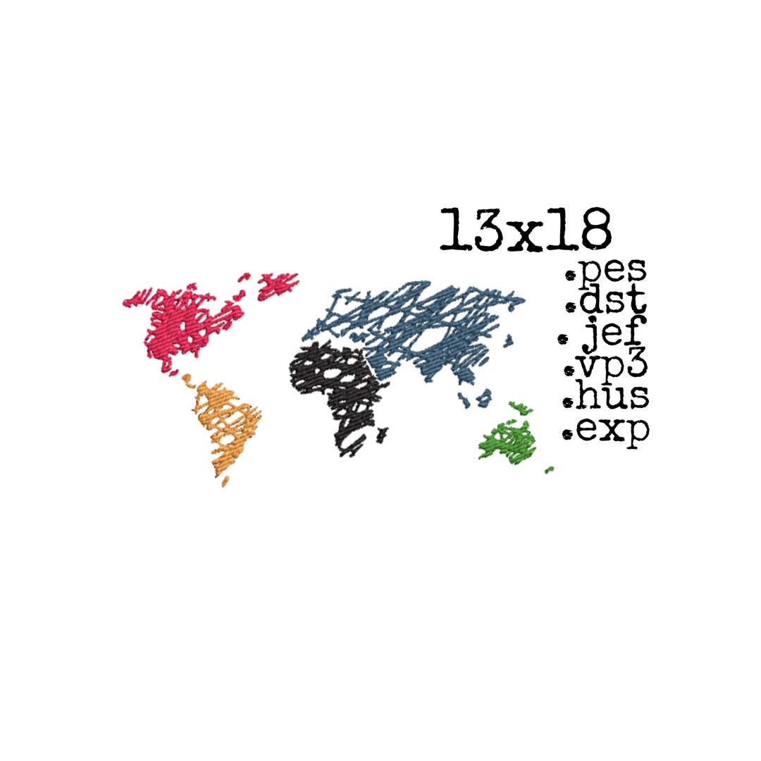 Embroidery File World Map - Etsy