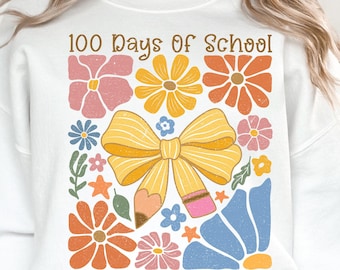 100 Days of School Coquette PNG, Teacher 100 Days Png, Coquette Teacher ...
