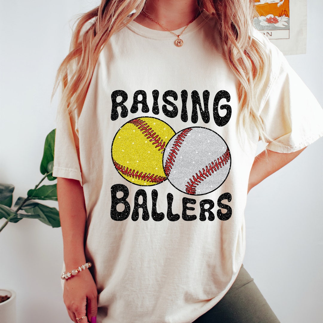 Glitter Softball Baseball PNG, Raising Ballers PNG, Sublimation Design ...