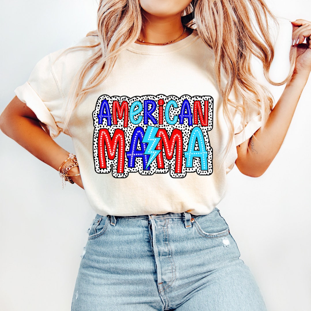 America Mama PNG, 4th of July PNG, Bright Doodle, Dalmatian Dots ...