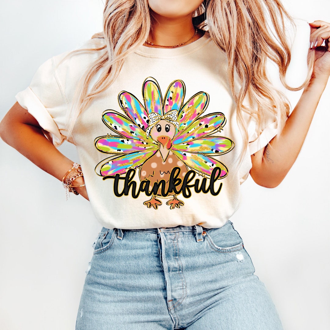 Colorful Coquette Glitter Turkey Png, Thankful Thanksgiving Turkey Png ...