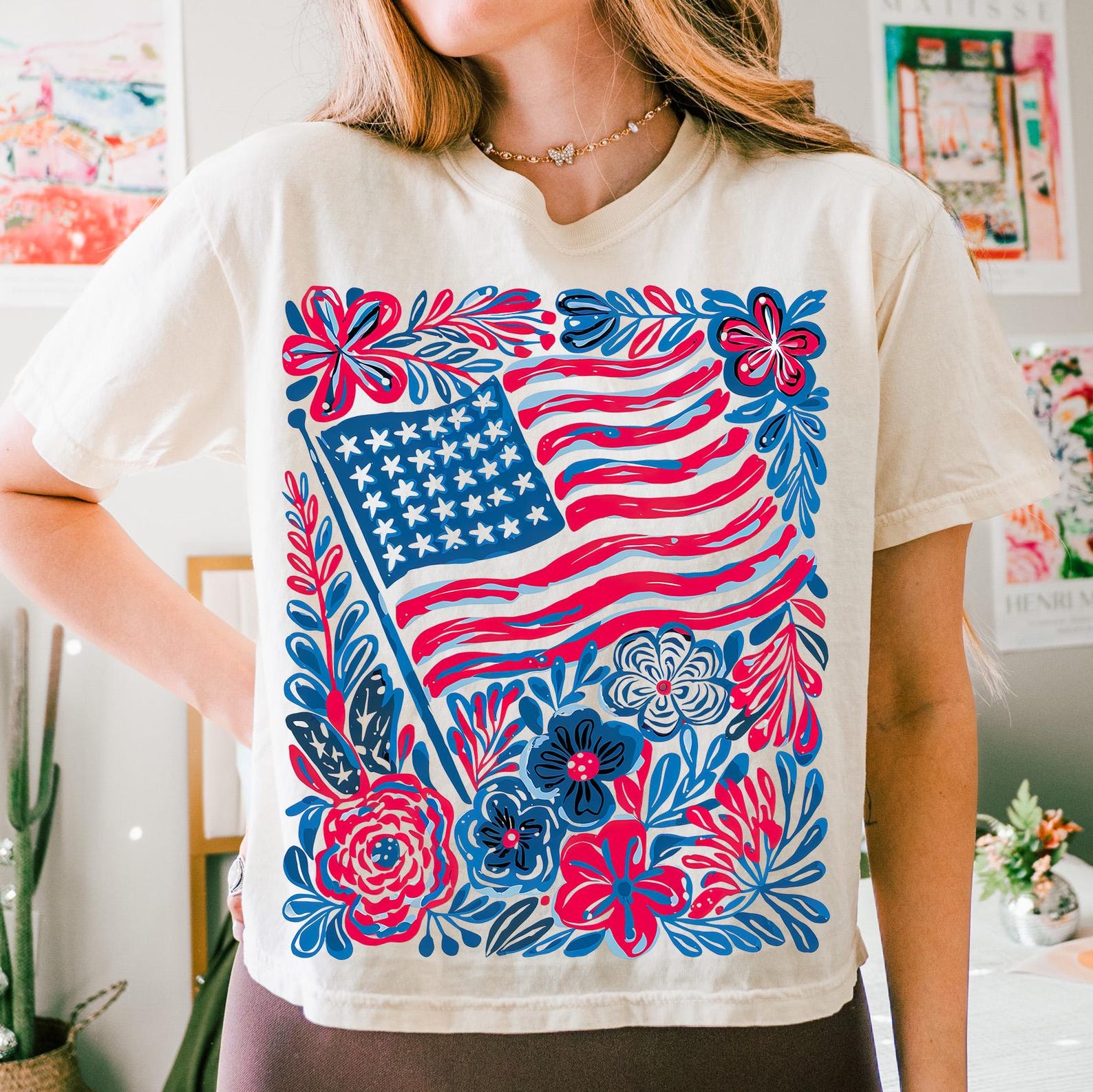 Floral American Flag PNG, Patriotic 4th of July Sublimation Design, Red ...