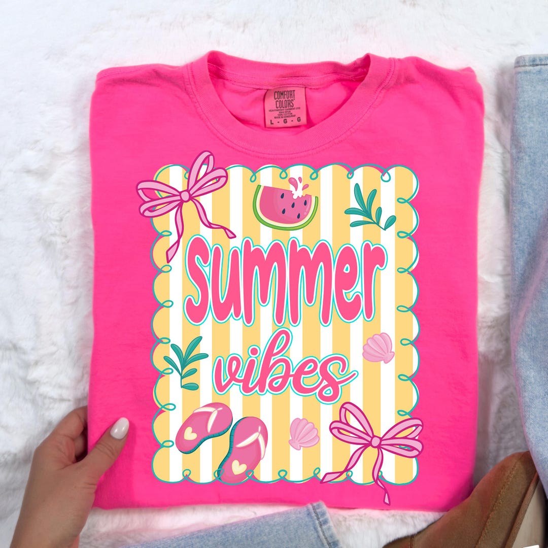 Coquette Summer Vibes PNG, Preppy Beach Shirt Design, Girly Summer Bow ...