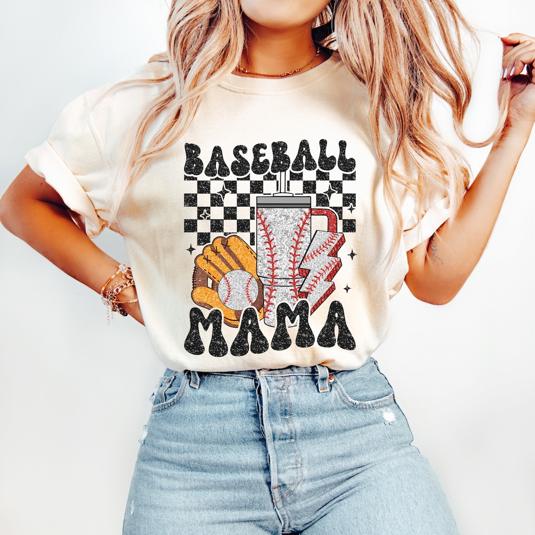 Retro Baseball Mama PNG, Glitter Baseball PNG, Sublimation Design ...