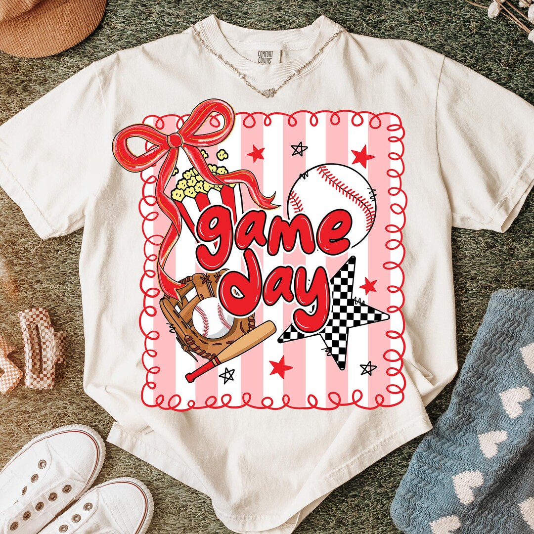 Preppy Baseball Png, Game Day Baseball Coquette PNG, Baseball Bow Png ...