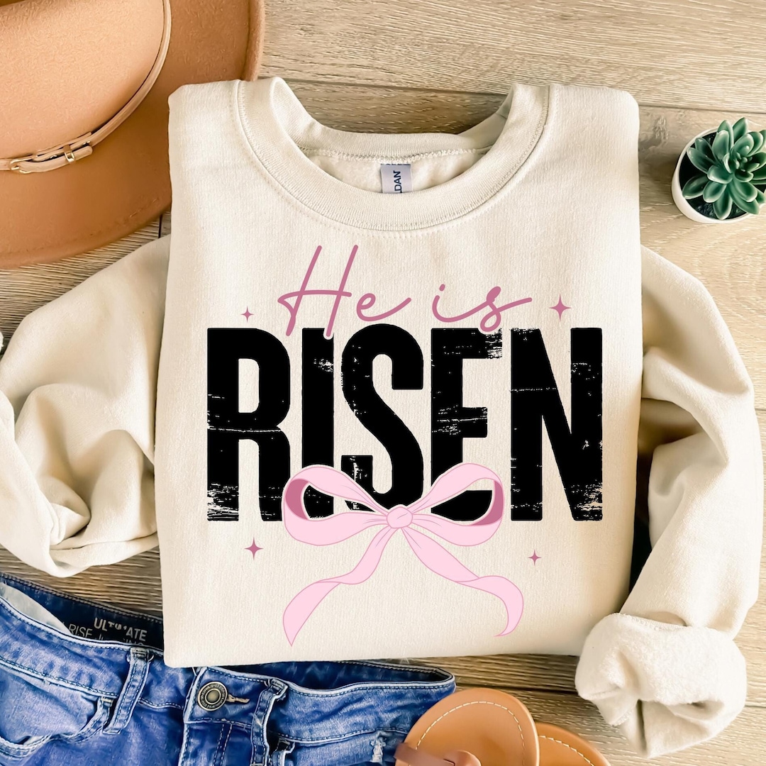 Christian Easter Coquette Png, He is Risen PNG, Retro Easter Png ...