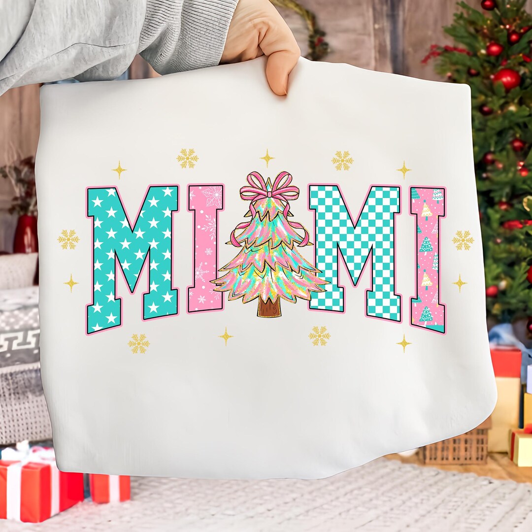 Merry Mimi Christmas Png, Pink Christmas Tree Png, Preppy Christmas ...
