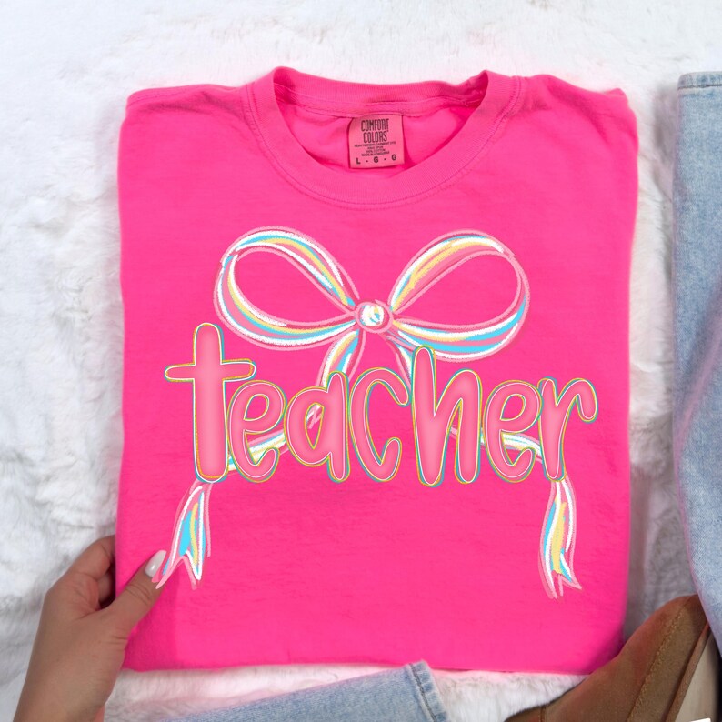 Teacher Coquette Png, Girly Teacher Shirt Design, Preppy Back to School ...