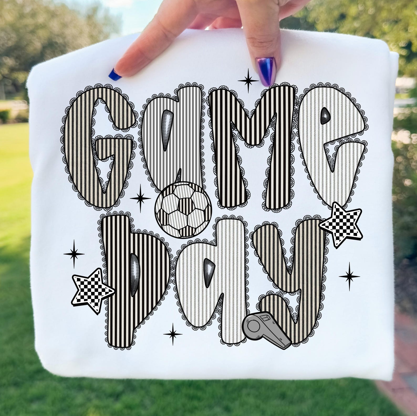 Preppy Soccer Game Day PNG, Retro Soccer Mom Shirt Design, Seersucker ...
