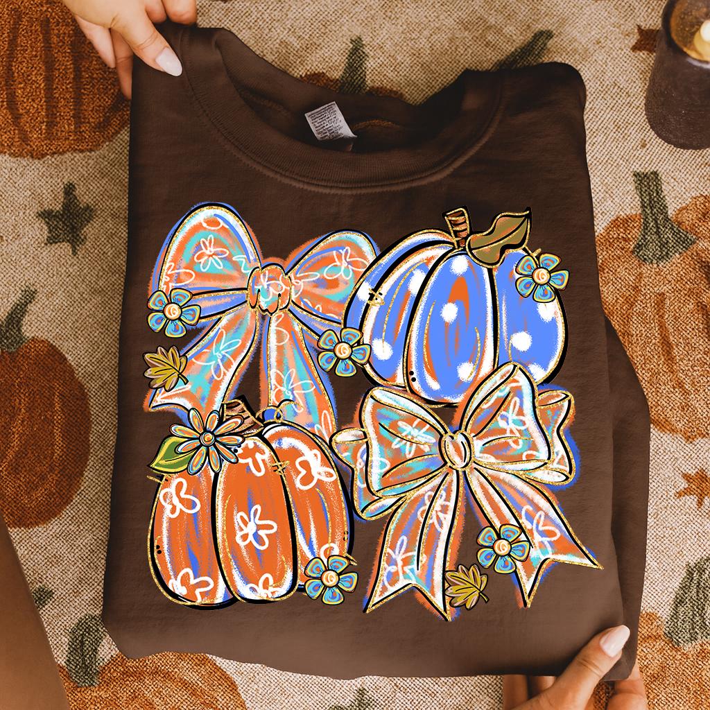 Floral Fall Pumpkin Coquette Png, Preppy Pumpkin Bow Png, Girly Fall ...