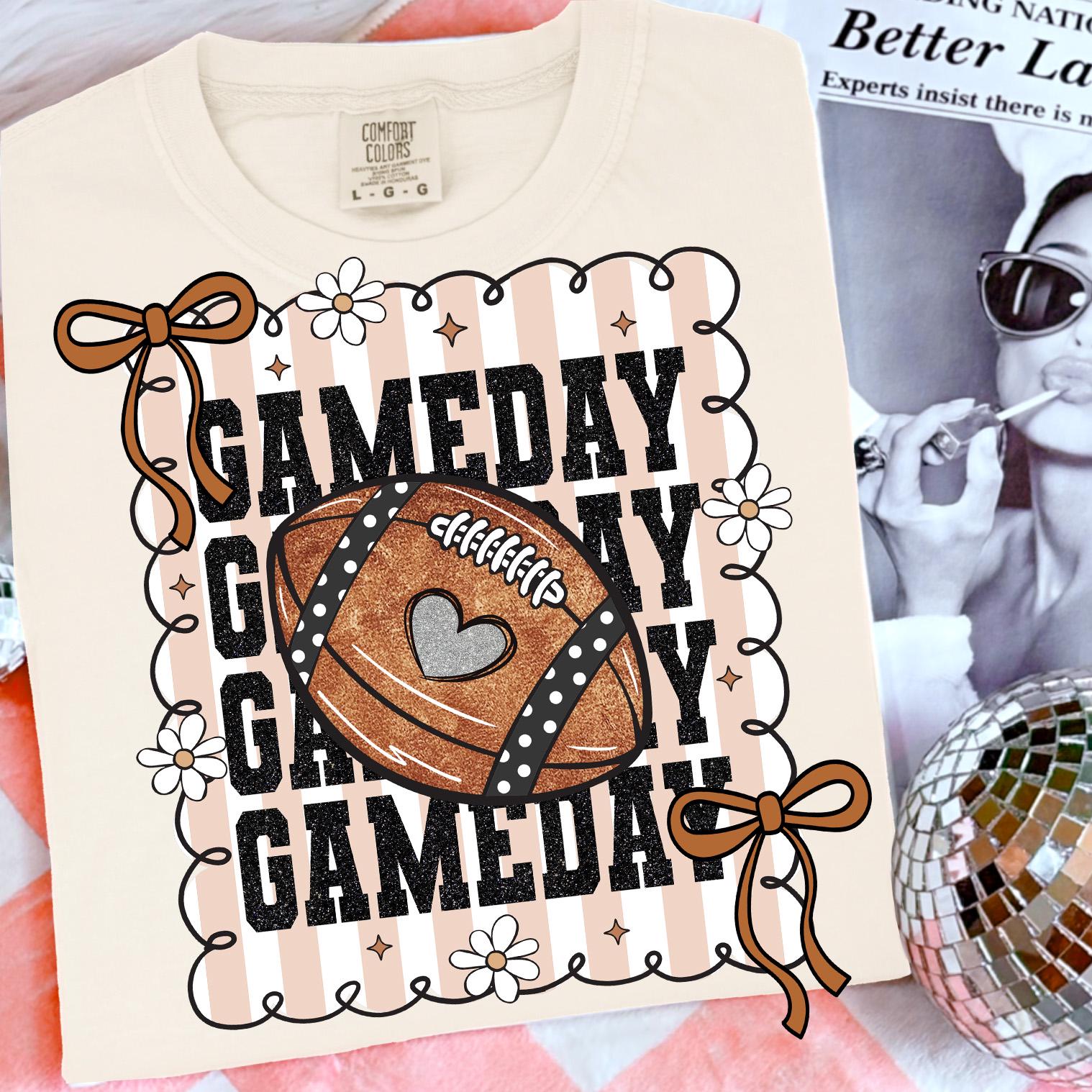Football Game Day Coquette PNG, Preppy Football Shirt Design, Girly ...