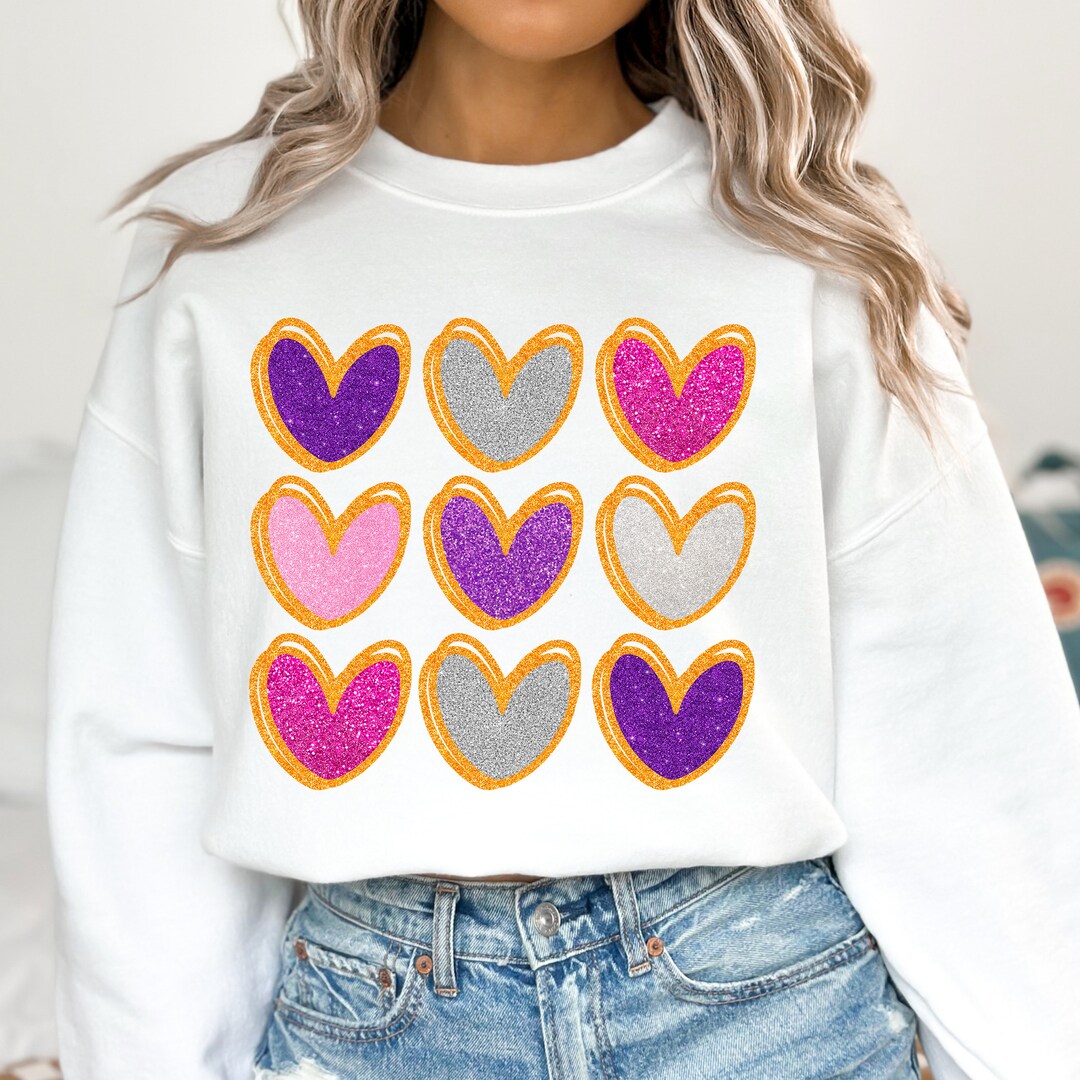 Glitter Valentines Hearts PNG, Cute Valentines Day Shirt Sublimation ...
