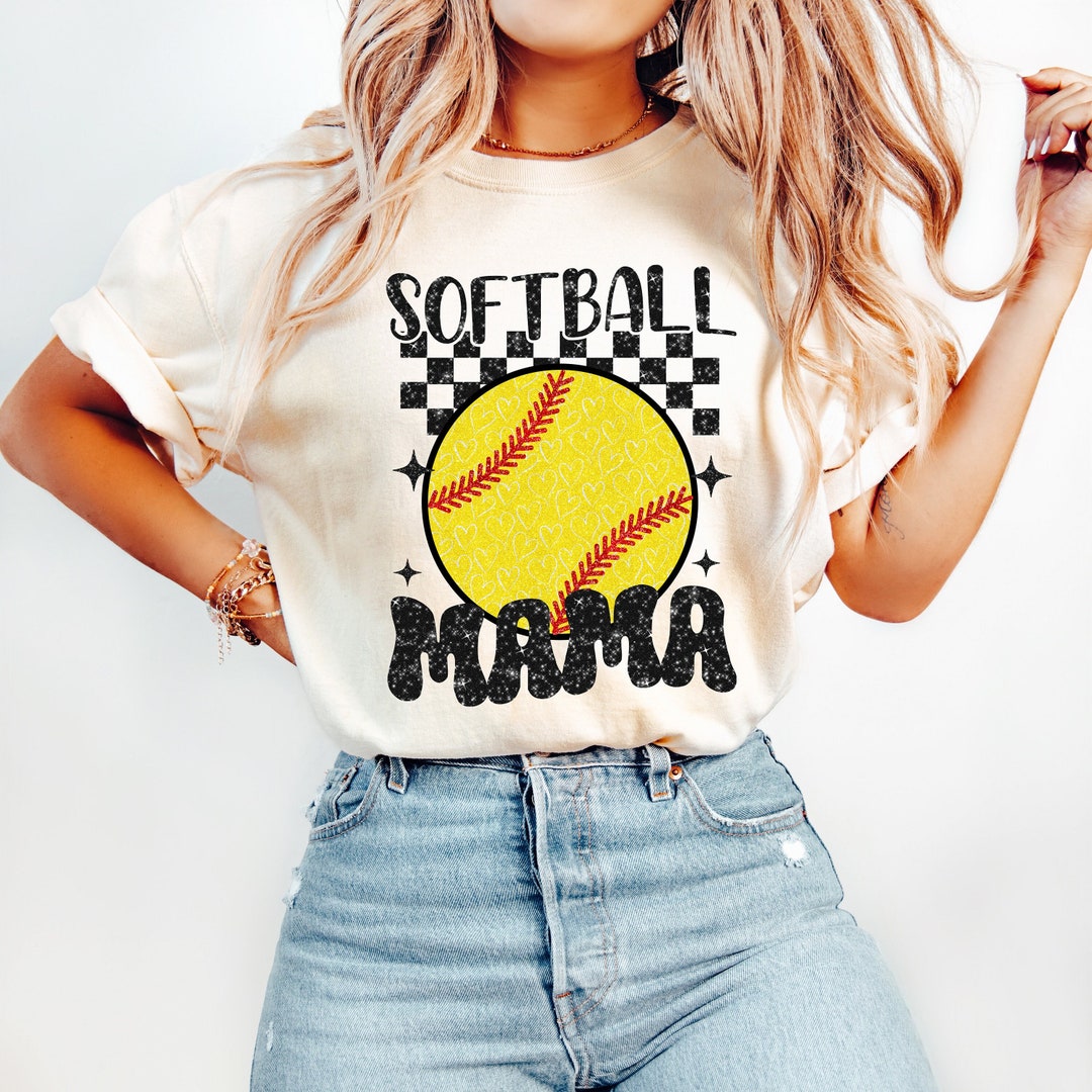 Retro Softball Mama PNG, Glitter Softball PNG, Sublimation Design ...