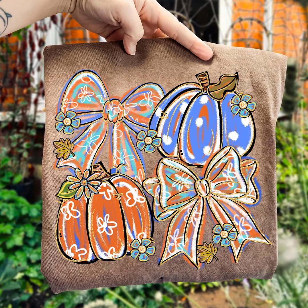 Floral Fall Pumpkin Coquette Png, Preppy Pumpkin Bow Png, Girly Fall ...