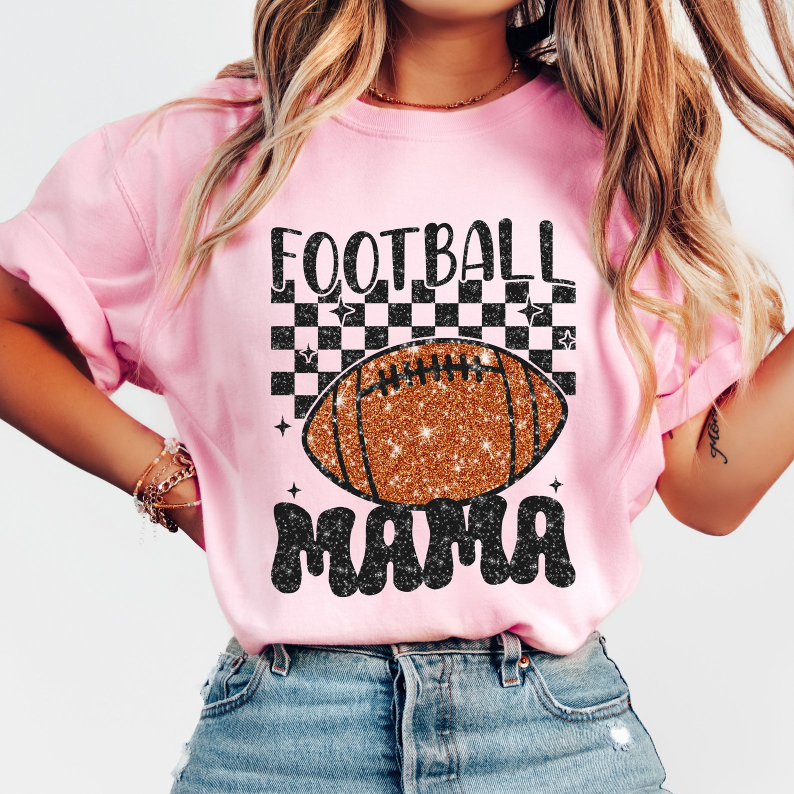 Retro Football Mama PNG, Glitter Football PNG, Sublimation Design ...