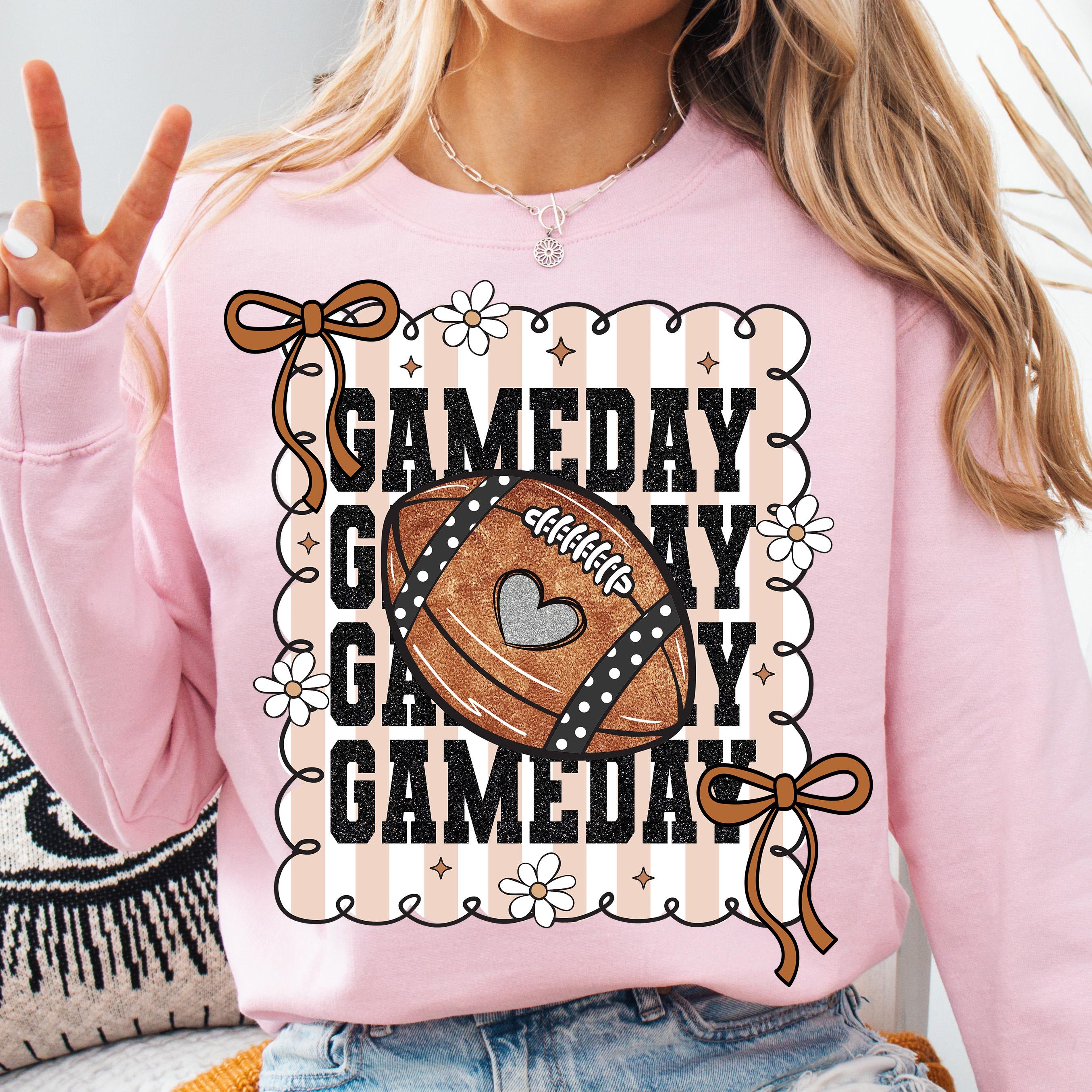 Football Game Day Coquette PNG, Preppy Football Shirt Design, Girly ...
