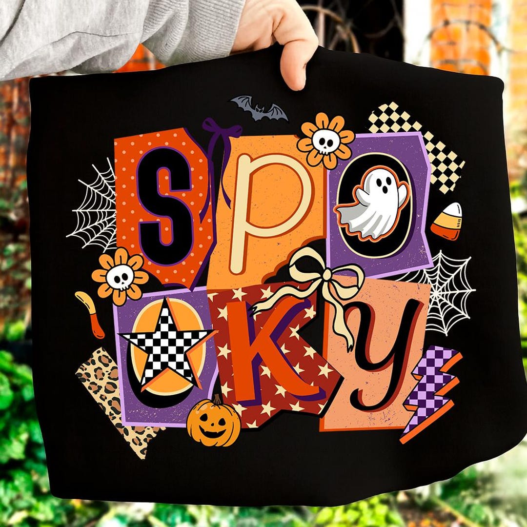 Retro Spooky Coquette Png, Leopard Checkered Halloween Shirt Design Png ...