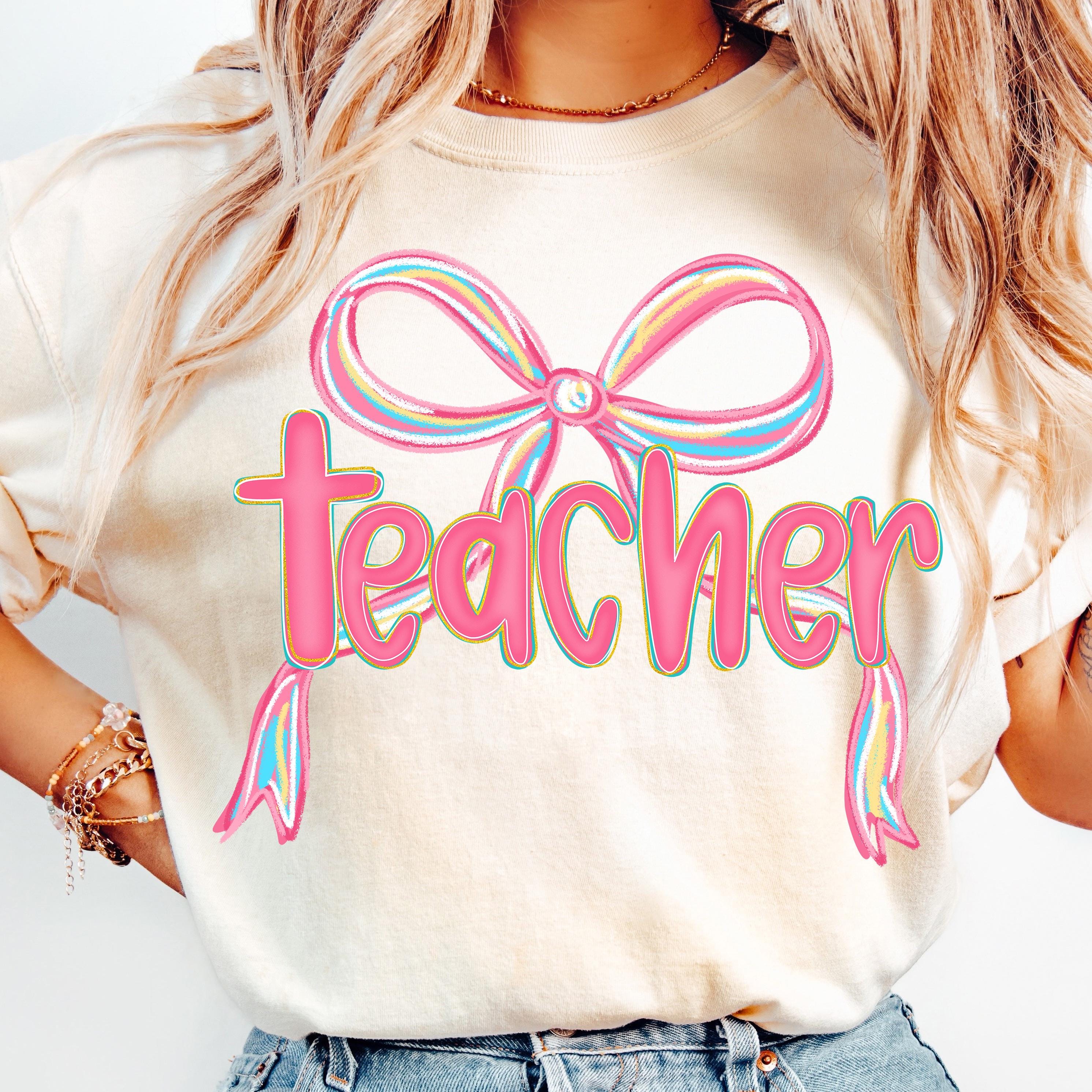 Teacher Coquette Png, Girly Teacher Shirt Design, Preppy Back to School ...