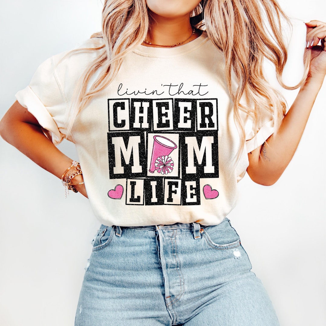 Cheerleader PNG, Glitter Cheer Mom Life PNG, Cheer Mama Sublimation ...