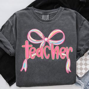 Teacher Coquette Png, Girly Teacher Shirt Design, Preppy Back to School ...