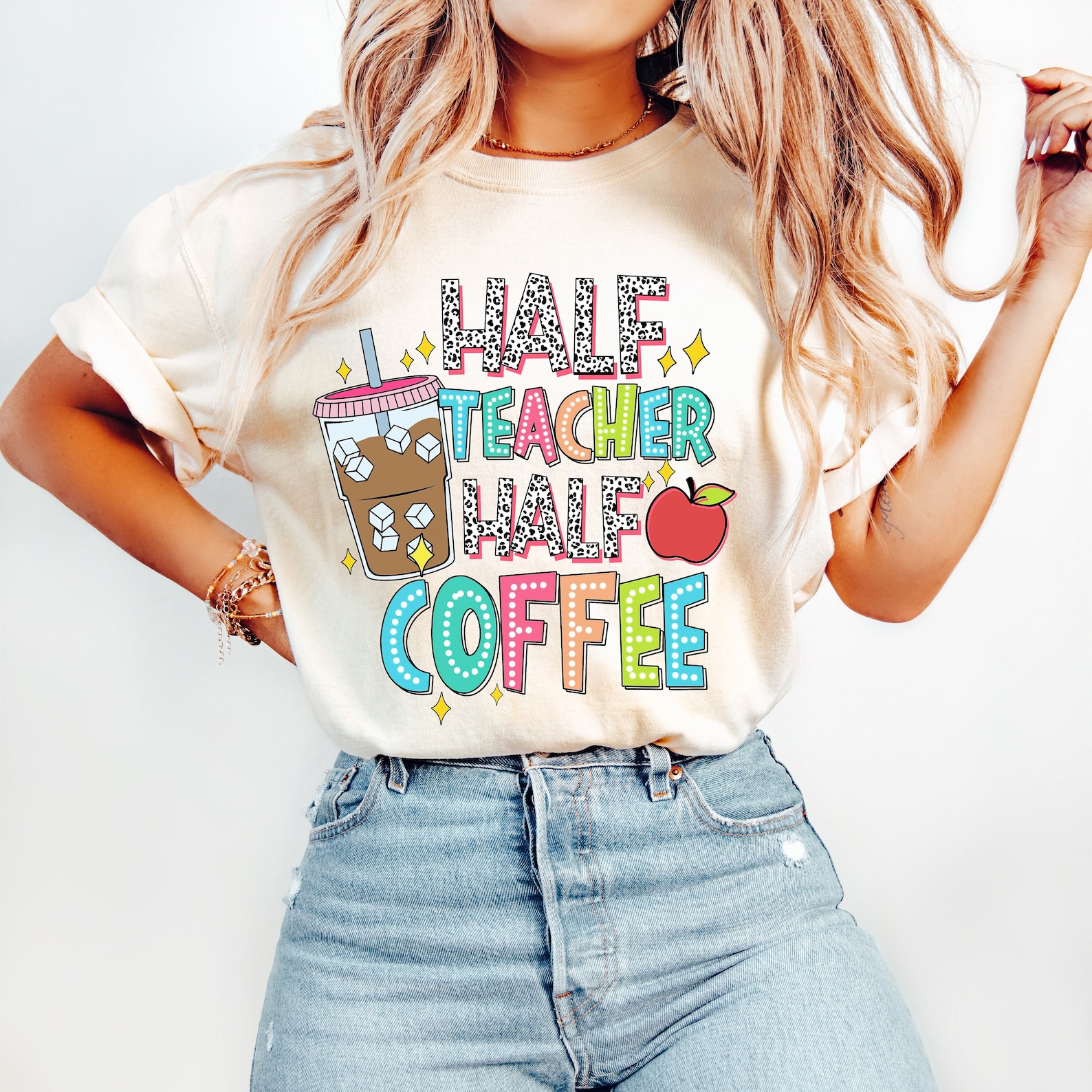 Half Teacher Half Coffee Png,funny Teacher Png,dalmatian Doodle Dots ...