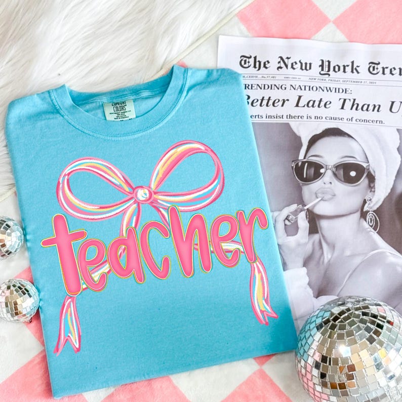 Teacher Coquette Png, Girly Teacher Shirt Design, Preppy Back to School ...