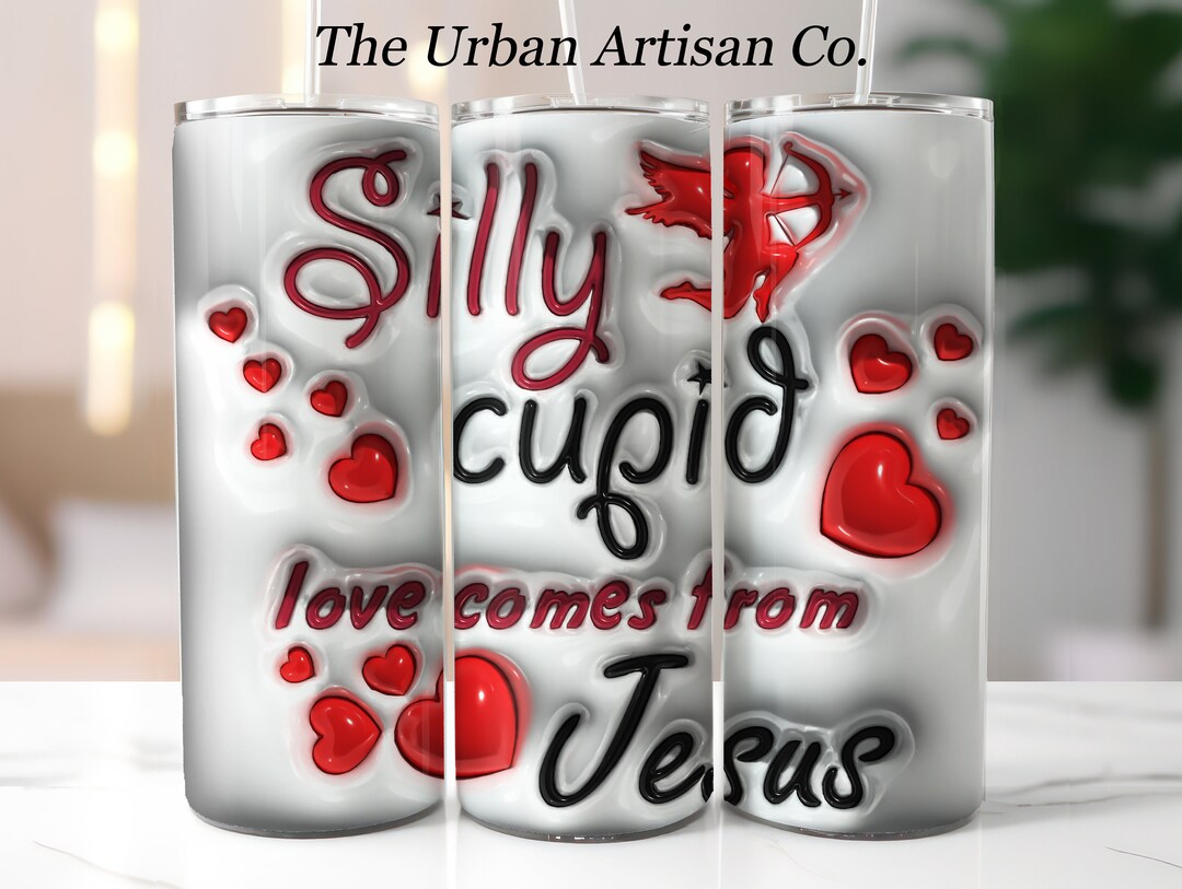 Silly Cupid Christian Valentines Day Inflated Tumbler Wrap, 20oz Skinny ...
