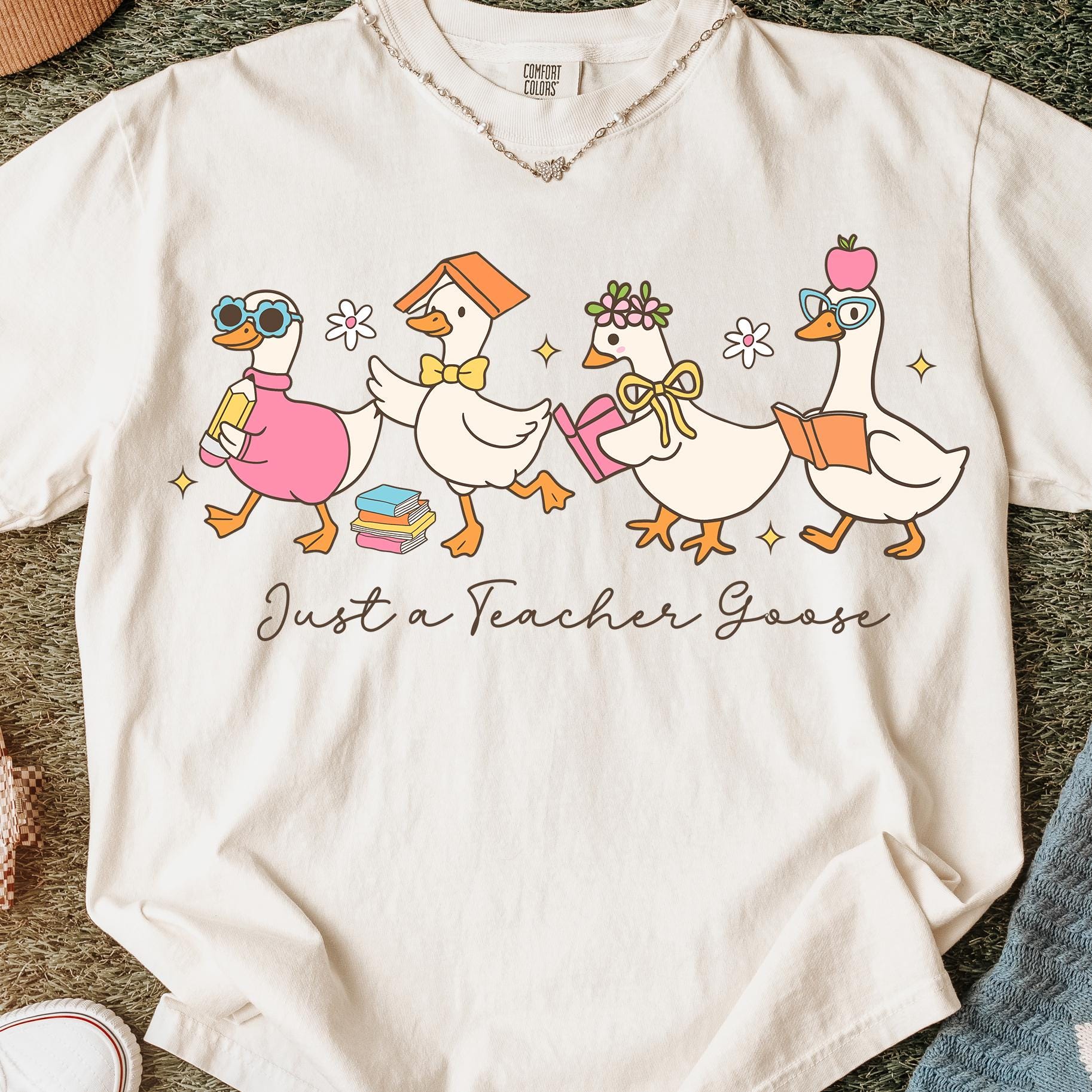 Back to School Teacher Goose PNG Bundle, Coquette Teacher First Day of ...