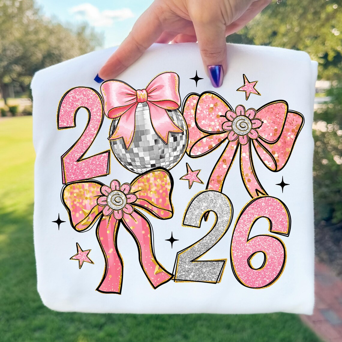 Pink Coquette New Year 2026 Png, Preppy New Years Bow Shirt Design ...